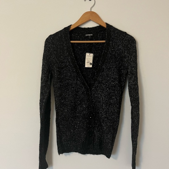 Express | Sweaters | Nwt Small Black Sparkly Express Button Down ...